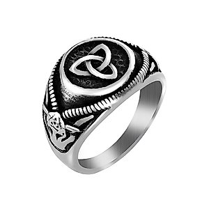 NIGHTCRUZ Triquetra Trinity Knot Ring, Irish Celtic Knot Ring Stainless Steel, Nordic Jewelry for Women