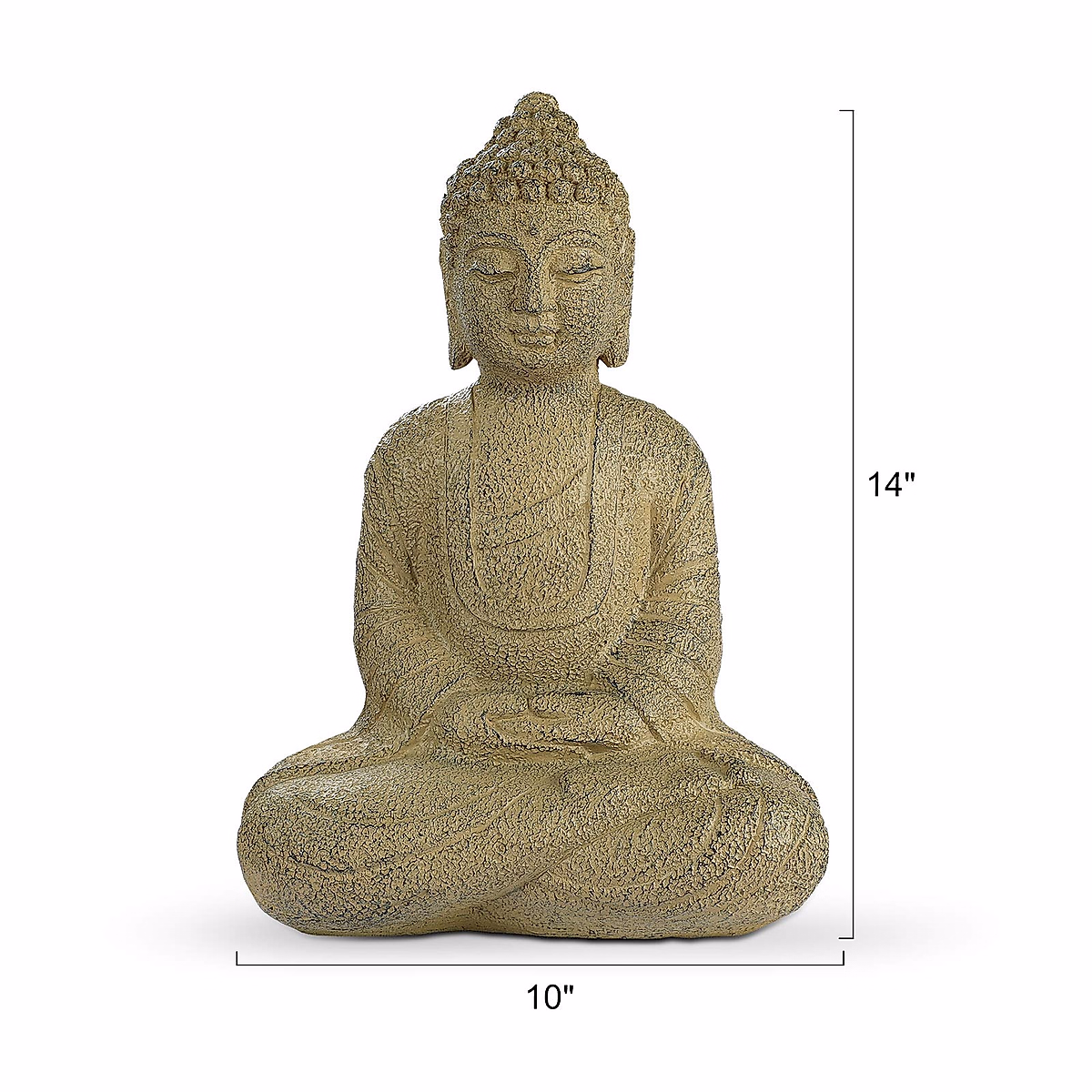 Giftchy Meditating Buddha Statue, Zen Buddha Figurine in Earth Yellow Finish, Buddha Sculpture for Home & Garden Decorations (14" H)