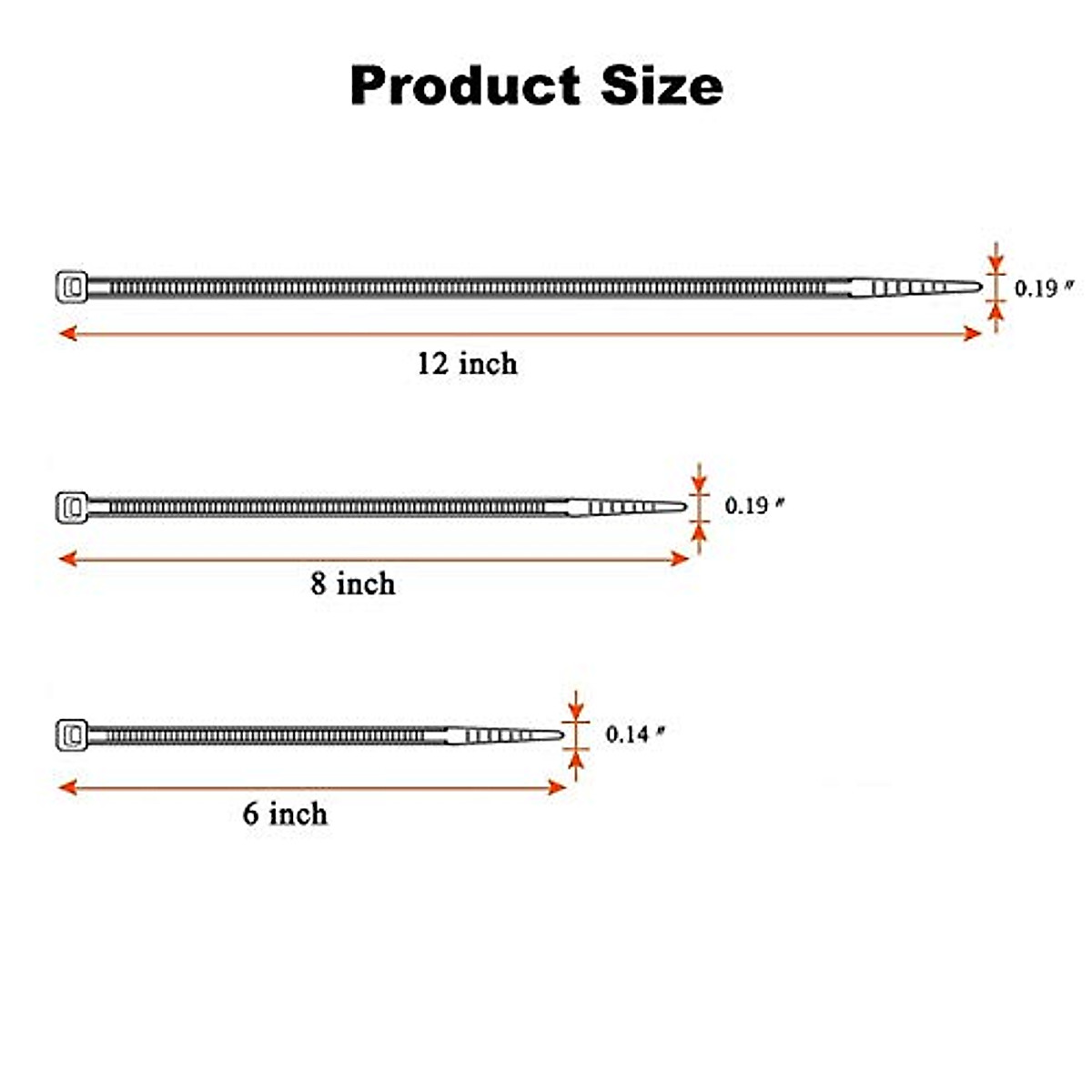 Multi-Purpose Cable Zip Ties, EMTSEB Heavy Duty UV Resistant Self Locking Fasten Wrap Nylon Cable Ties, Outdoor Indoor Purpos (8" 200 Pack Black)