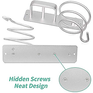 AXUAN Hair Dryer Holder Wall Mount,Bathroom & Bedroom Hair Care Styling Tools Organizer for Flat Iron,Curling Wand,Hair Straightener(Silver)