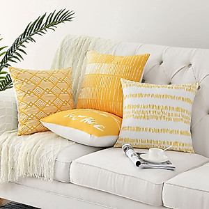 CAROMIO Decorative Throw Pillow Covers Farmhouse Pillowcase, Home Decor Decorative Cushion Covers for Home Bedroom, Living Room, Home Garden Couch Bed Sofa Chair,18x18 Inches Set of 4 Yellow