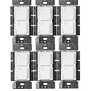 Lutron Maestro LED+ Fan Control and Dimmer for LEDs, Halogen and Incandescent Bulbs | Single-Pole | MACL-LFQ-WH | White (6 Count)