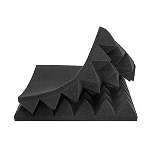 JBER Acoustic Sound Foam Panels, 24 Pack 2" X 12" X 12" Charcoal Soundproofing Treatment Studio Wall Padding Sound Absorbing Fireproof Pyramid
