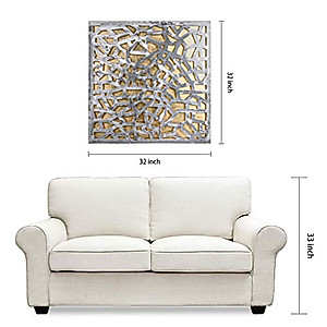 Empire Art Direct Enigma Polished Steel Sculpture Abstract Wall Art with Gold Leaf 3D Metallic Artwork,Ready to Hang,Living Room, Bedroom ＆ Office, 32" x 0.98” x 32