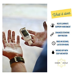 Cheer Chalk Liquid Chalk - Chalk for Elite Cheerleading - Chalk for Stunting - Chalk for Gymnastics - 50ml Bottle with Carabiner - 50 Practices Per Bottle - Maximum Grip for Safer Stunting (2 Pack)