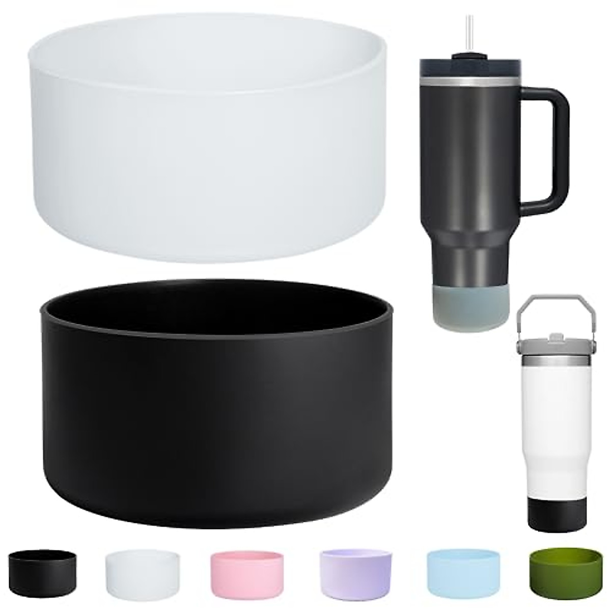2-Pack Silicone Boot for Stanley Tumbler 40 30 oz Bottom Sleeve Protector for Stanley Cup Quencher H2.0 & Stanley IceFlow 20oz 30oz | Silicone Sleeve for Stanley Bottom Anti-Slip Bottom Sleeve