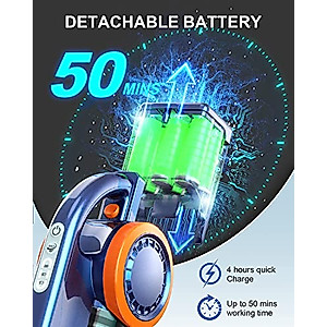 ORFELD Cordless Vacuum Cleaner, 30KPa Powerful Suction Stick Vacuum, 50Mins Runtime Wireless Handheld Vacuum with 6 in 1 Ultra-Quiet Lightweight Vacuum for Deep Clean Hair, Hard Floor, Carpet, Car