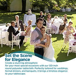 10-Pack 120-Inch Round White Polyester Tablecloths – Machine Washable, Durable, Wrinkle-Resistant Linens for 8-Foot Tables – Ideal for Weddings, Banquets, Restaurants, Parties