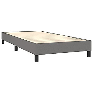 vidaXL Box Spring Bed with Mattress Home Bedroom Mattress Pad Single Bed Frame Base Foam Topper Furniture Dark Gray 39.4"x74.8" Twin Fabric