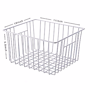 WenZBros Freezer Wire Basket Organizer, Refrigerator Metal Storage Divider, Household Container Bins with Handles for Kitchen, Pantry, Cabinet, Office, Closets