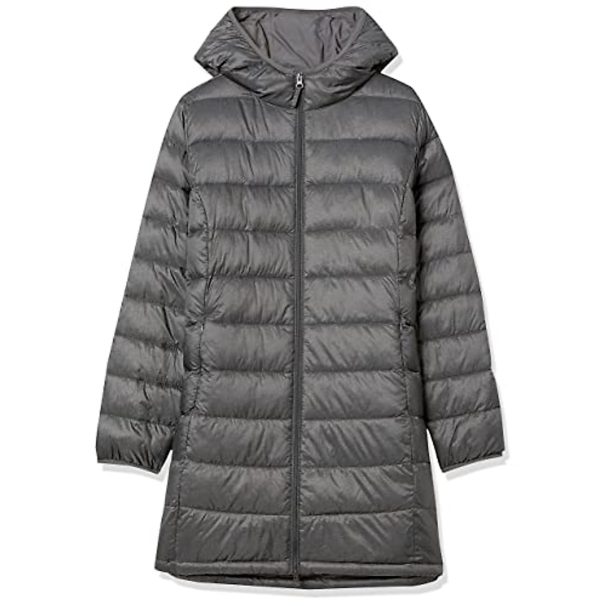 Amazon Essentials Women's Lightweight Water-Resistant Hooded Puffer Coat (Available in Plus Size), Charcoal Heather, XX-Large