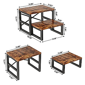 Homeiju 2 Tire Step Stools for Adults Kids Toddler, Wooden Step Stool, Kitchen Bathroom Bedroon Stepping Stool, Detachable Holds up to 400lb