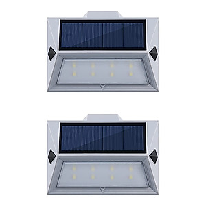 GinkyoLux Solar Deck Step Lights, 8 LEDs 3500K Warm White, Waterproof Dusk to Dawn Stair Garden Pathway Fence Railing Patio Landscape Lighting Ideal for Home Safety and Beauty, 2-Pack