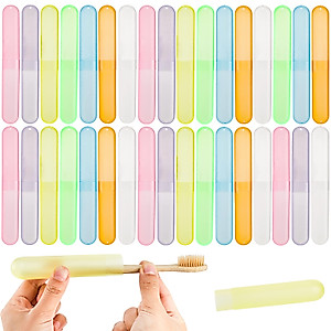 Hedume 35 Pieces Travel Toothbrush Case, 7 Colors Portable Plastic Dust-proof Breathable Toothbrush Holder for Travel, Camping, Home, School, Business