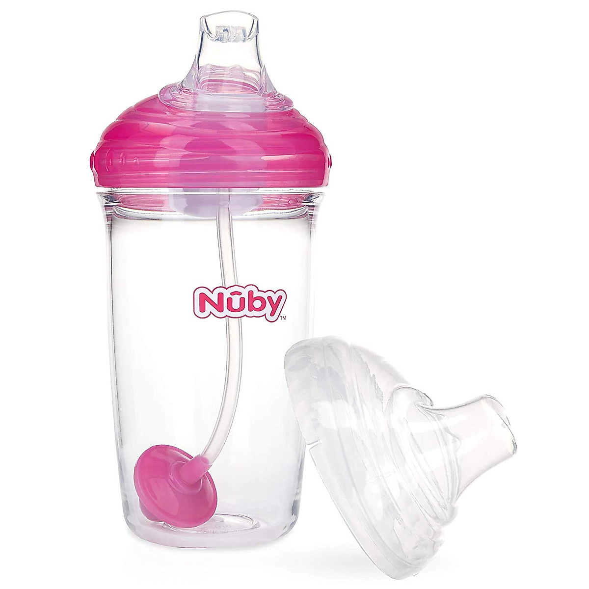 Nuby Tritan No Spill Trainer Cup with Silicone Spout & 360 Weighted Straw with Hygienic Cover, 10 ml