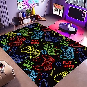 Osimiccp Gaming Rug for Boys Room,5'x7' Non Slip Cool Colorful Gamer Rug,3D Printed Video Game Rug for Living Room Bedroom Gaming Room Decor