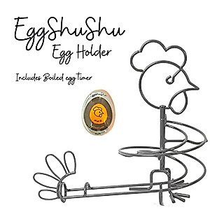 EggShuShu Gray Egg SKelter - Fresh Holder For Countertop ChicKen Stand BasKet Spiral Kitchen Wire RacK Eggs Farm with Timer