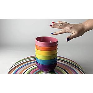 French Bull Melamine Mini Bowls for Snacks, Side Dishes, Dessert, Dipping Sauces or Ice Cream - Colorful Assorted Set of 6-10 ounce - 4" Bowls - Solid Color