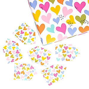 CENTRAL 23 Heart Wrapping Paper - 6 Sheets of Colorful Gift Wrap - Birthday Wrapping Paper for Women - Anniversary or Valentines Day Gift Wrap For Girlfriend Wife - Baby Shower - Pink Hearts