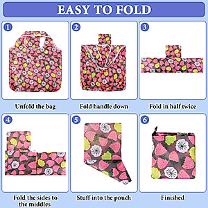 Shappy 30 Pcs Reusable Grocery Bags Christmas Foldable Shopping Totes Bags with Separated Zipper Storage Pouch Handles Lightweight Waterproof Reusable Bags Washable Cloth Grocery Bags (Floral Style)