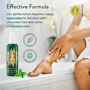 Makeda 2in1 Natural Hair Growth Inhibitor & Post Waxing Solution for Ingrown Hair Treatment - Hair Remover Lotion for Body Face Private Area Pubic Bikini Leg - Painless Hair Removal for Women and Men