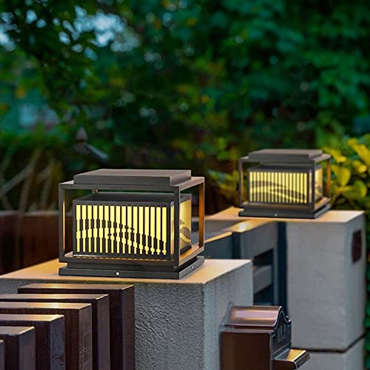 JSBDPHW Simple Style Metal Square Column Light LED Light Source Outdoor Waterproof Pillar Lamp Villa Courtyard Post Light Lawn Light Landscape Light