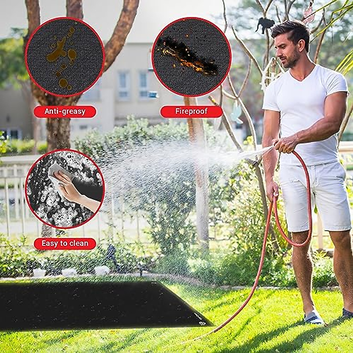 Grill Mat for Outdoor Grill Deck Protector, 65 x 36 Large Under In BBQ Mats for Grilling Double-Sided for Indoor, Gas Grill Sheets,Waterproof,Oil-Proof,Suitable for Fireplace Mat,Fire Pit Floor Mat