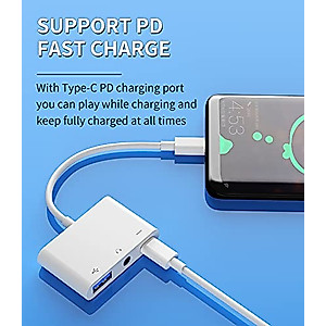 USB C to 3.5mm Headphone and Charger OTG Adapter TypeJack AUX dongle Audio Splitter for Samsung Galaxy LG Power Charging Thunderbolt 3.0 for MacBook Pro/Air4 2020 for ipad Camera Connector Converter
