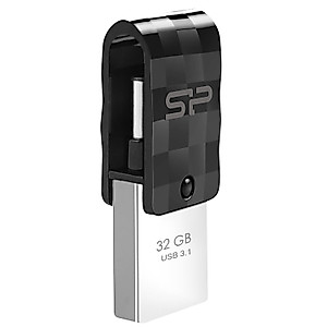 Silicon Power 32GB X5 Flash Drive USB 3.0 Dual Drive USB Type-C C31 Swivel Dual Flash Drive Type C Ready for Smartphones Tablets and New MacBook 5 Pack (S5032GBUC3C31V1KBT)