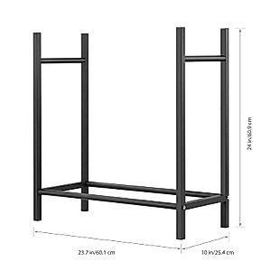 CADUKE 2ft Firewood Rack Outdoor Fire Wood Holder Indoors Fireplace Log Holder for Firewood Storage Wood Stackers for Outside, Black