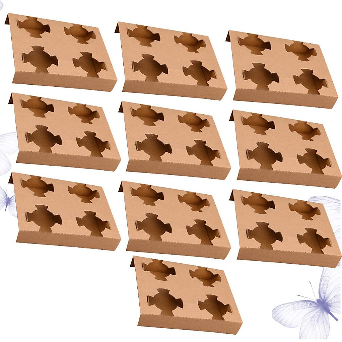 Hemoton 10pcs Disposable Paper Cup Holder Coffe Cup Holder Paper Takeout Tray Drink Takeout Holder Paper Coffee to Go Carrier Drink Carrier Tray Disposable Coffee Tray Milk Tea Coffee Cup