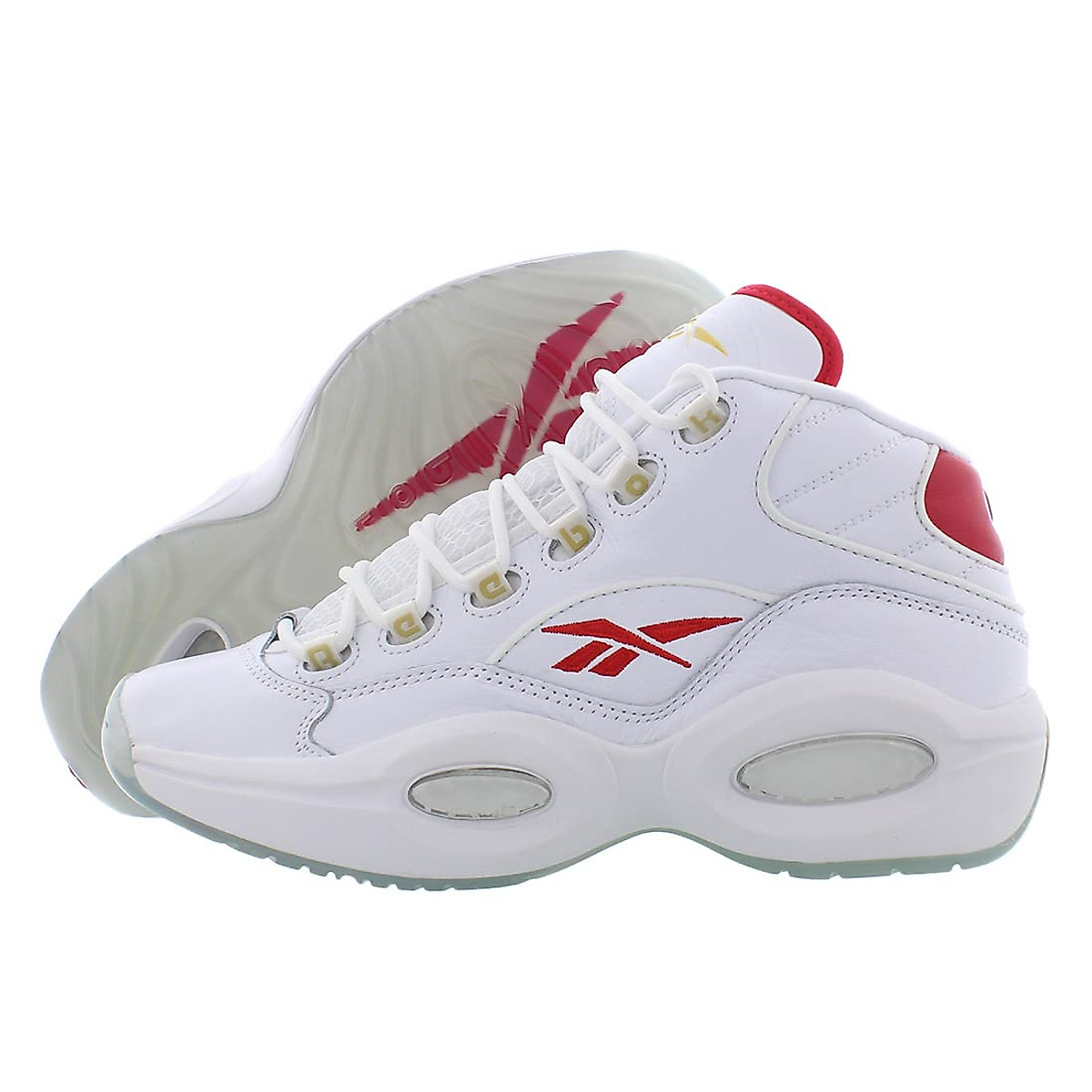 Reebok Question Mid Unisex Shoes Size 9, Color: Footwear White/Vector Red