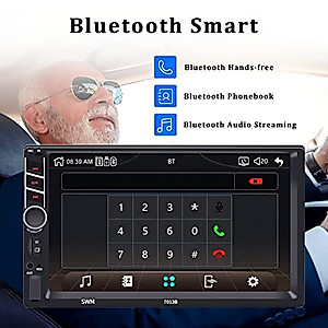Double Din Car Stereo Compatible with Apple Carplay CAMECHO 7 Inch HD Touchscreen Radio with Bluetooth and Backup Camera, Remote Control, Phone Mirror Link,USB TF AUX Input, SWC, FM Audio Receivers
