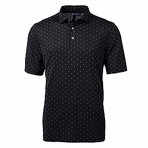 Cutter & Buck Virtue Eco Pique Tile Print Recycled Mens Big & Tall Polo, Black, 5XB