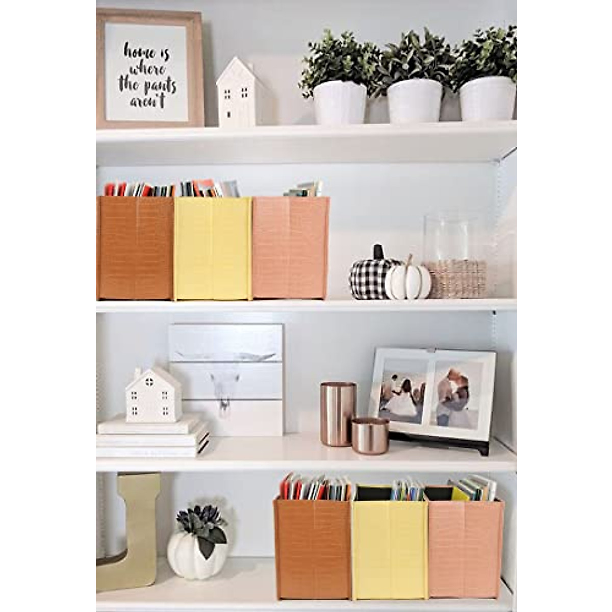 HofferRuffer Magazine Basket Holder, Foldable Magazine Rack, Document File Holder Organizer, File Folder, Newspaper Storage Bin Organizer for Home or Office, Home or Office (Brown)