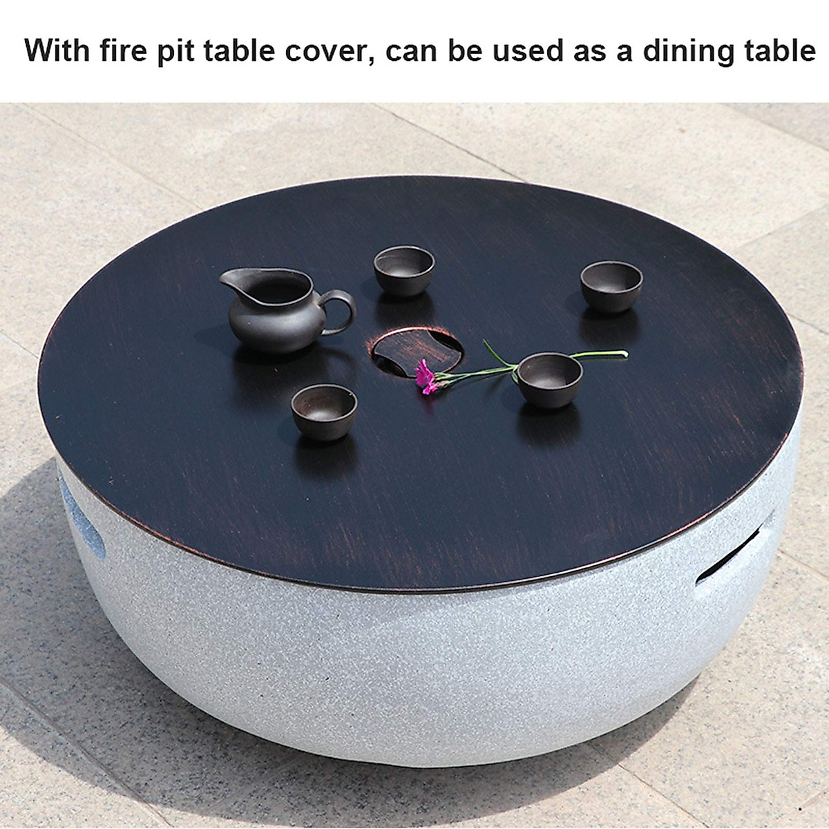 Wyxy Fire Pits for Gardens and Terraces, Outdoor Garden Fire Bowls with Grills and Net Covers, Round Table Tops for Placing Drinks and Barbecue Supplies