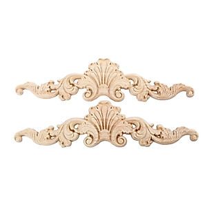 MUXSAM Wood Carved Onlays Appliques, Clear Carving Details Overlay Craft Decals for Cabinet Wall Mantels Dresser Closet Toddler Doll Bed Stairs Door Furniture Decor(2-Pack, 20x5cm/7.9" x2)