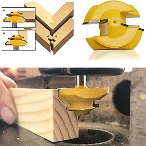 Ozmatip 45 Degree Lock Miter Router Bit 3-Piece Set, for 31/64", 3/4"，1"，Cutting Height, 1/2 Inch Shank.Woodworking Tools Joint Router Bits