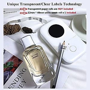 Memoking Label Maker Machine with Tape D30 Small Portable Inkless Handheld USB Label Printer for Clear Label, Document, Kitchen, Compatible with Smartphone and Tablet, with 12x40mm Label, White