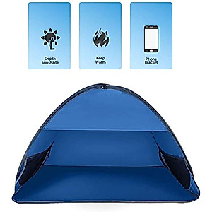 Beach Sun Shelters,Instant Sun Shade Canopy Head PopUp Canopy Automatic Shade Tent for Camping Fishing Hiking Picnic Portable Sun Shelter Windproof Waterproof with Mobile Phone Stand