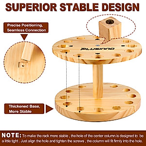 PLUSINNO V12 Fishing Rod Holders for Garage, Vertical Fishing Pole Holders Wooden Round Floor Stand, Fishing Rod Rack Holds up to 12 Rods or Fishing Nets Storage Organizer Racks, Fishing Gifts for Men