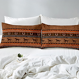 Feelyou Western Bedding Set Aztec Bed Sheet Set for Boys Girls Kids Cowboy Cowgirl Horse Fitted Sheet Southwestern Native American Sheet Sets Bohemian Bedroom Decor Bedding Sheet Twin Size 3Pcs