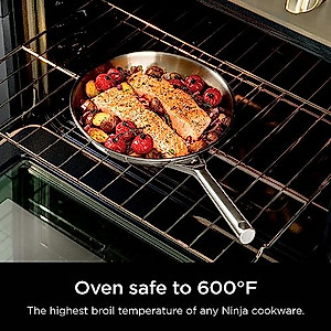 Ninja EverClad Stainless Steel Cookware 12 Piece Pots & Pans Set, All Stovetops & Induction, Oven Safe to 600°F, Tri-Ply Commercial-Grade, C99012