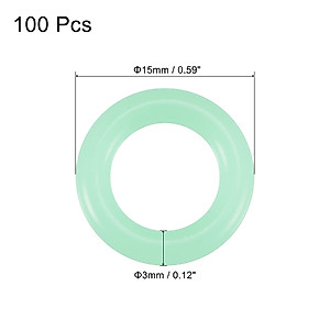 MECCANIXITY Tent Stakes Silicone O-Rings Glow in The Dark 15mm OD 3mm Width, Fluorescent Camping Tents Nail Accessory, Green Pack of 100