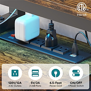 Bestier 71.5 inch Computer Desk with Power Outlets, L Shaped LED Home Office Desk with Long Monitor Stand, Large Corner Desk with Storage Shelf, Cup Holder & Headset Hooks, Modern Simple Table
