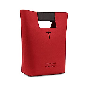Felt Bible Cover, Bible Protective Carrying Case, Bible Tote, Bible Study Book Holder, Church Bible Carrier with Hollowed Cross Design and Bible Verse