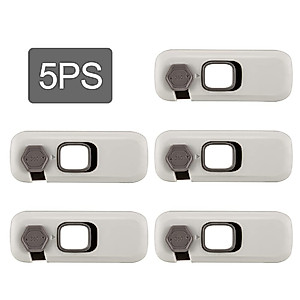Child Safety Lock (5 Pieces) Baby Safety Cabinet Lock-Suitable for Refrigerators, Cabinets, Drawers, Dishwashers, Baby Protective Kitchen Cabinet Locks with Strong Tape-Deesse (Grey)