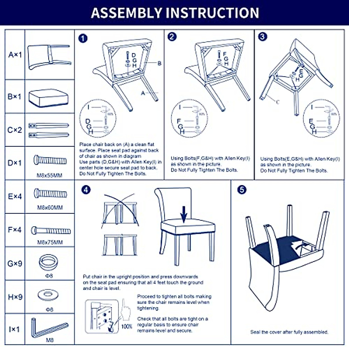 subrtex Dining Set Parsons Chairs, Large Set of 2, Leather/Brown