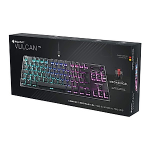 Roccat Vulcan TKL (UK Layout) Mechanical PC Gaming Keyboard, Tenkeyless, Linear Titan Switch, Per-Key AIMO RGB Lighting, Anodized Aluminum Top Plate and Detachable USB-C Cable, Black