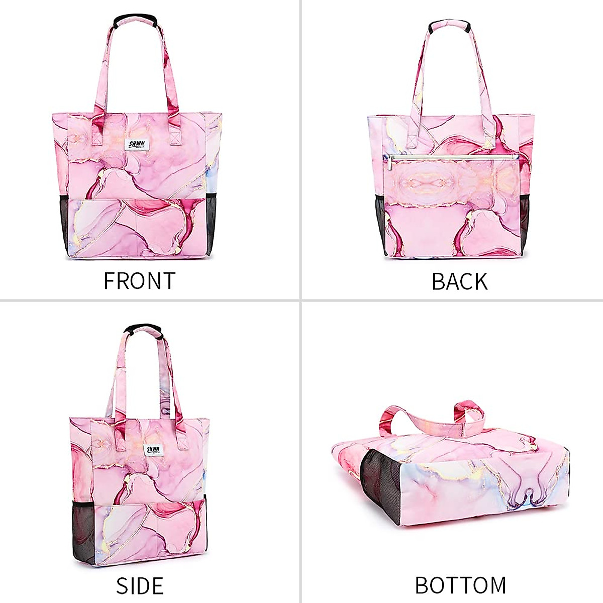 SHWN original pink marble waterproof shoulder bag, suitable for gym beach travel daily bag upgrade version
